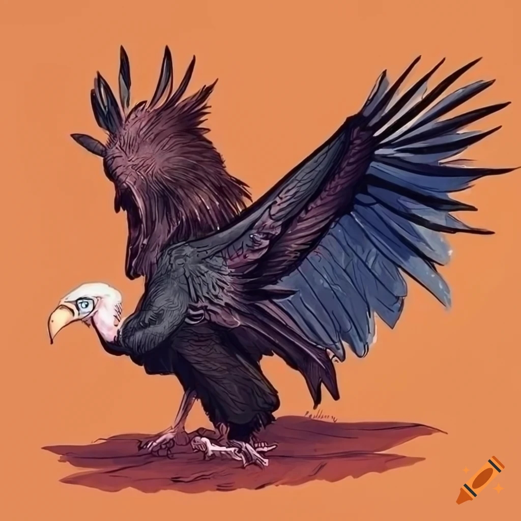 Hand drawing of a mad vulture on Craiyon