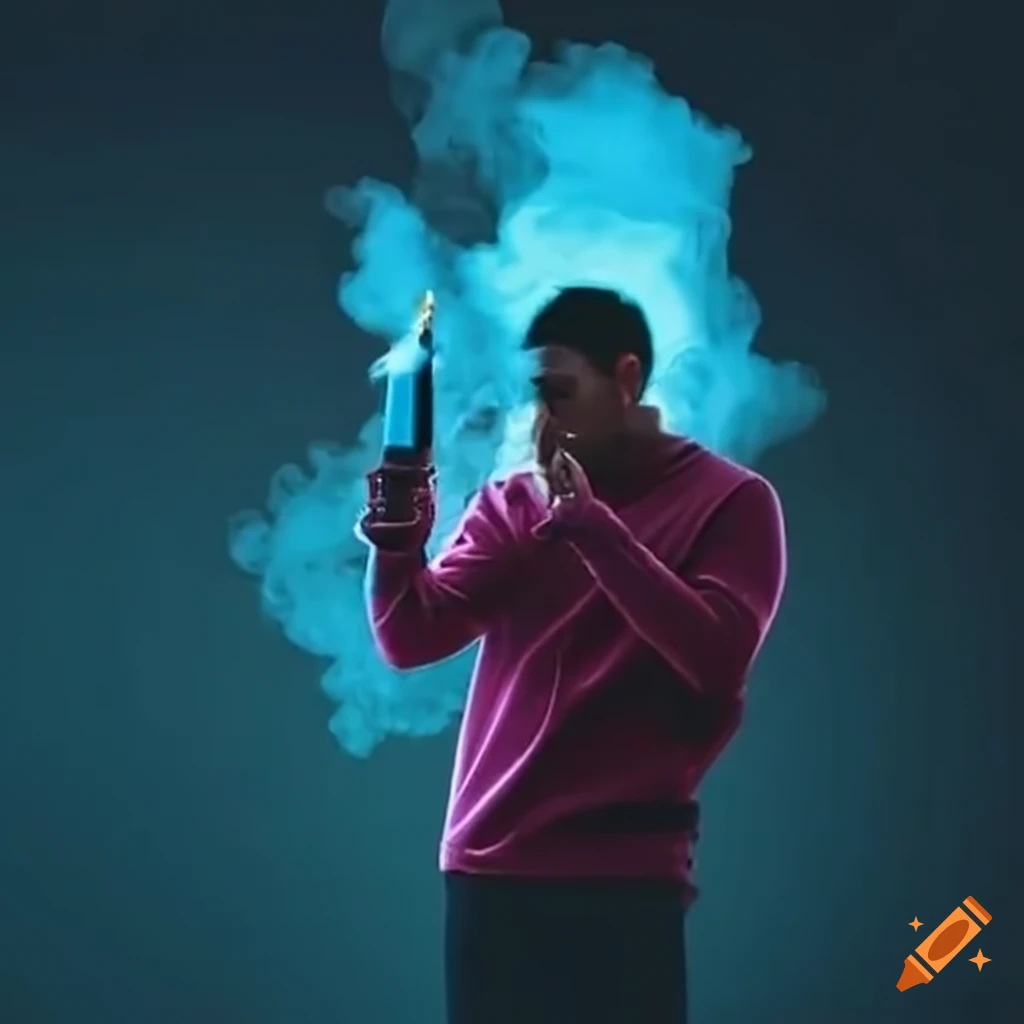 Man vaping with a torch to set the mood on Craiyon