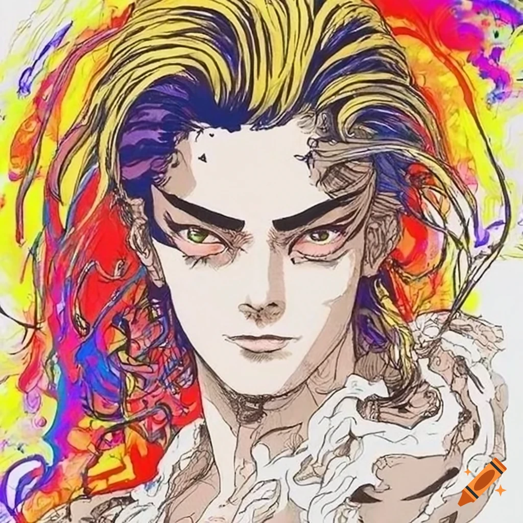 Manga ink sketch of a beautiful man by kawanabe kyosai meeting ...