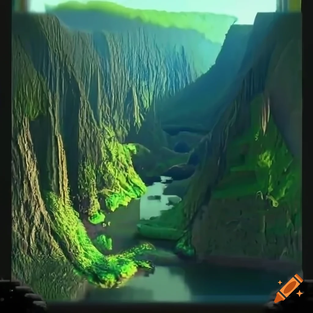 Nature landscape with pixel sorting glitch art and distortion effects ...