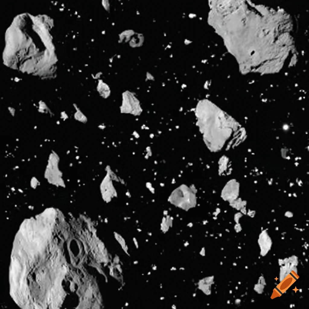 Detailed asteroids field in space on Craiyon