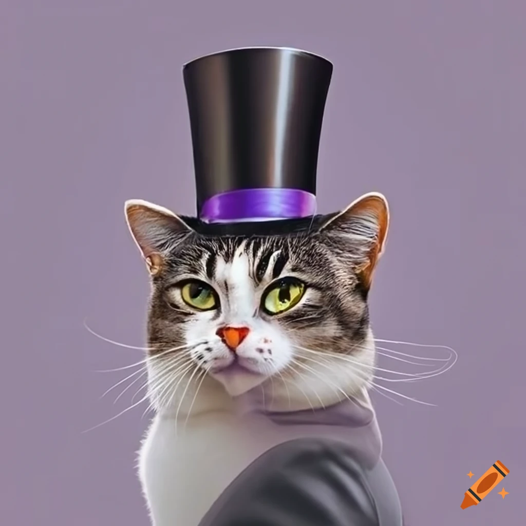 Cat wearing a top hat on Craiyon