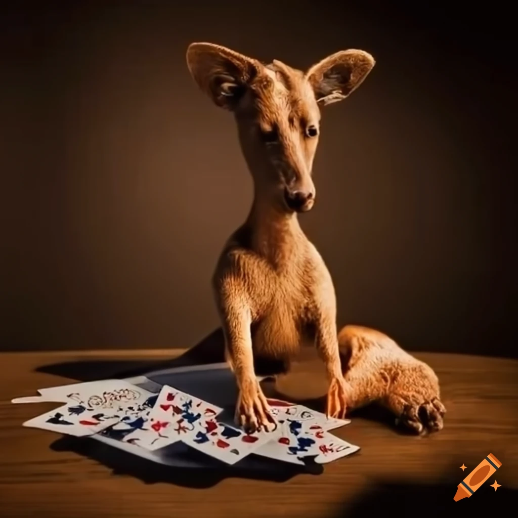 Animals playing cards at a table on Craiyon