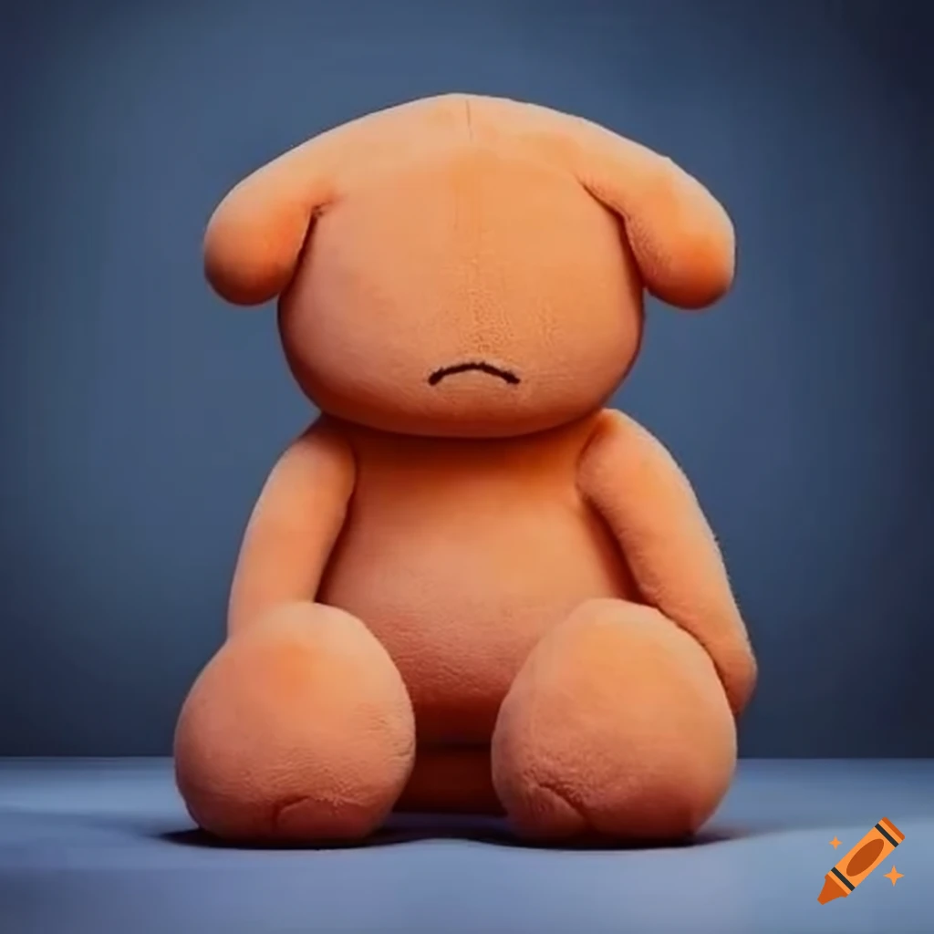 Sad stuffed animal against empty wall on Craiyon