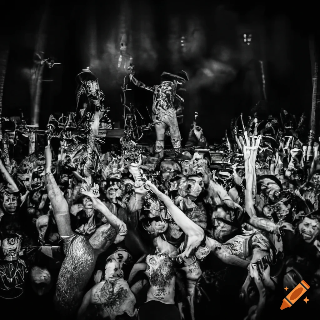 Industrial electronic music band performing live on stage with ...