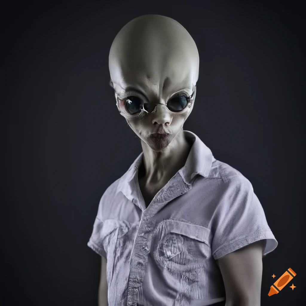 Alien with a collared shirt in a headshot on Craiyon