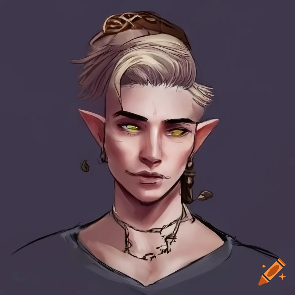DND Kalashtar cleric with short hair in a ponytail and undercut on Craiyon