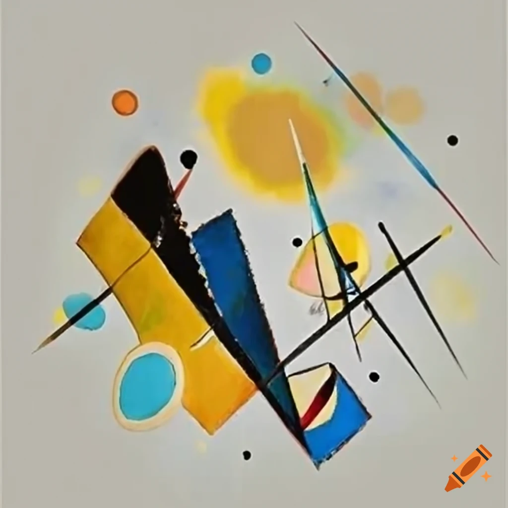 Abstract Kandinsky style painting with natural brushstrokes in shades ...
