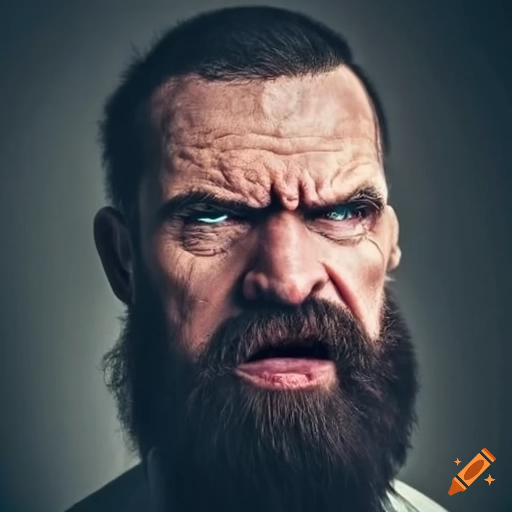 Angry bearded man on Craiyon