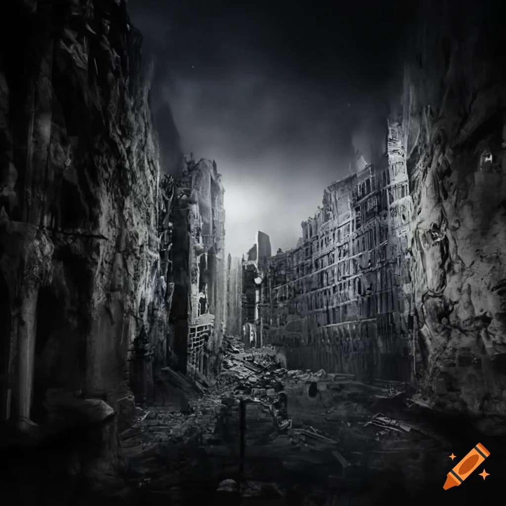 Huge corrupted city in an underground hole on Craiyon