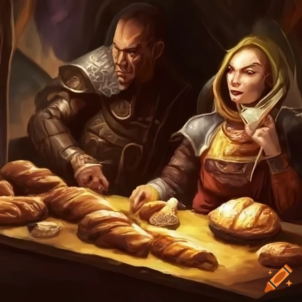 Detailed illustration of bakery scene with croissants from Magic the ...