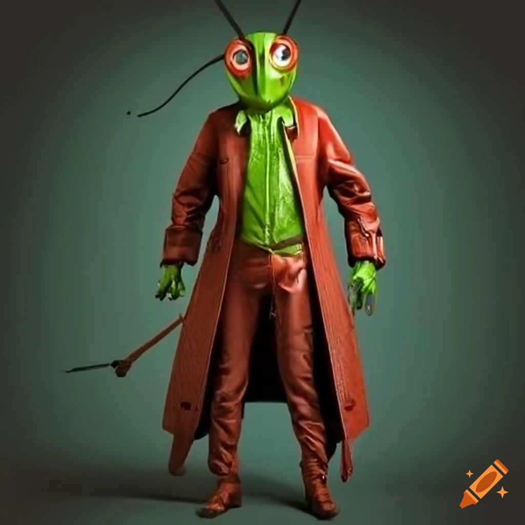 Grasshopper man in rider suit on Craiyon