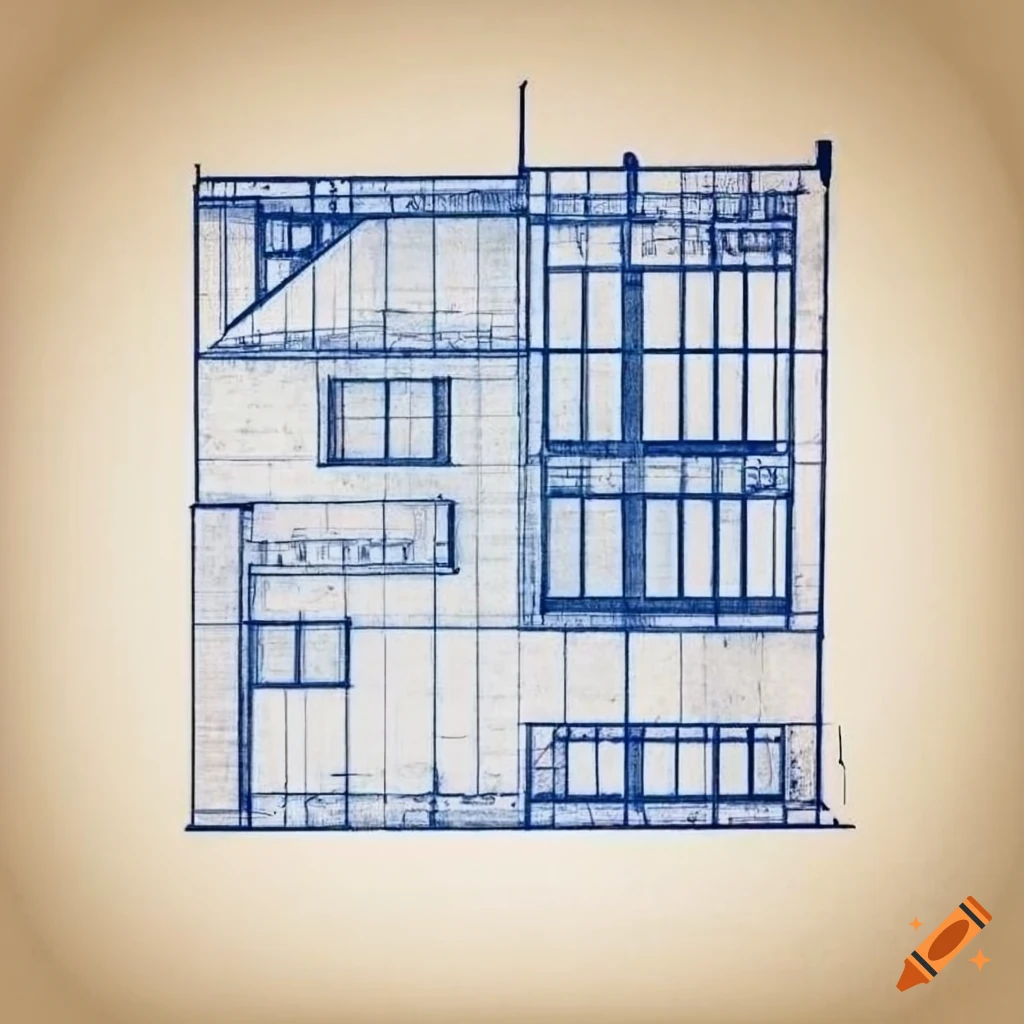 Architectural blueprint for a limestone house design in a4 format on ...