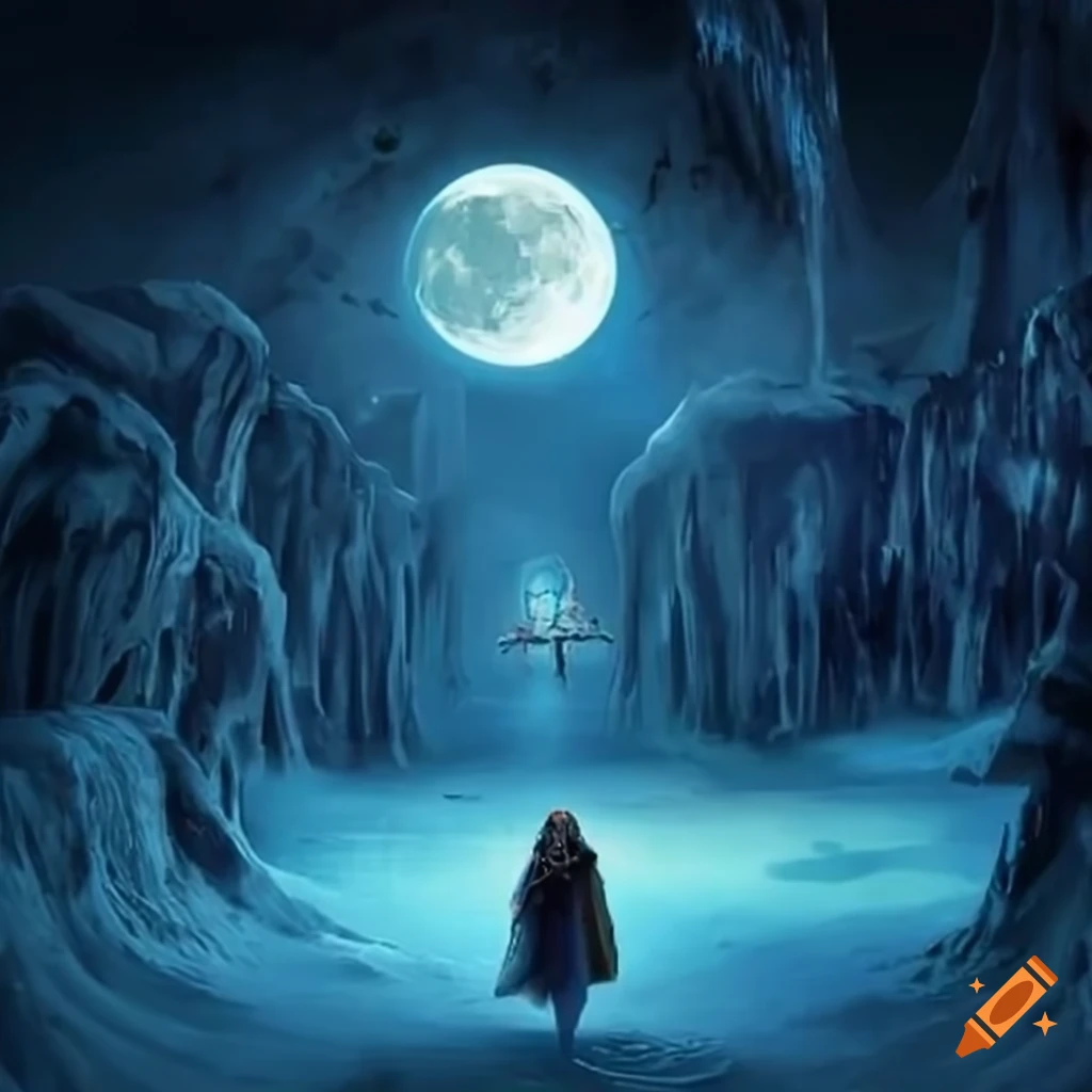 Frozen dungeon under the full moon on Craiyon