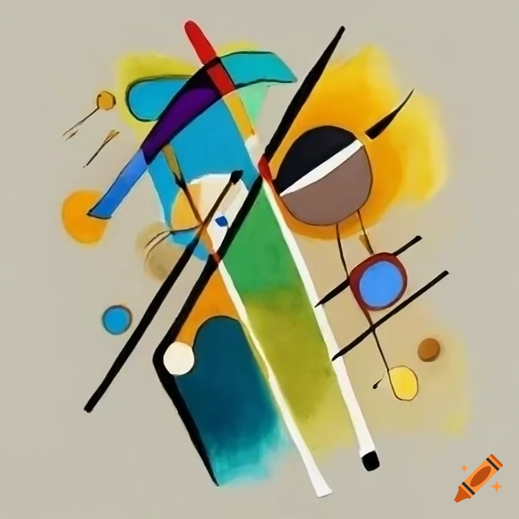 Abstract Kandinsky-style painting with natural brushstrokes in shades ...