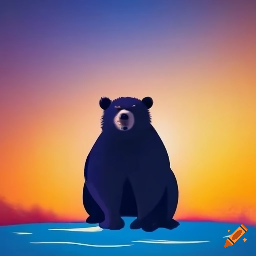 Bear in snowy landscape during sunset on Craiyon