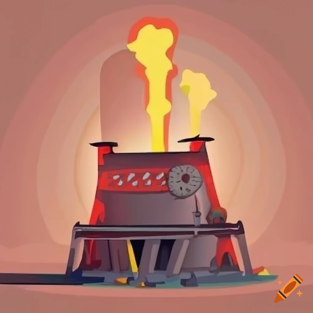 Cartoon blast furnace on Craiyon