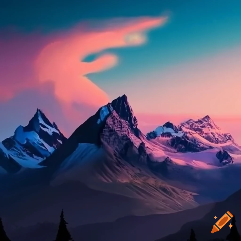 Mountains landscape view on Craiyon