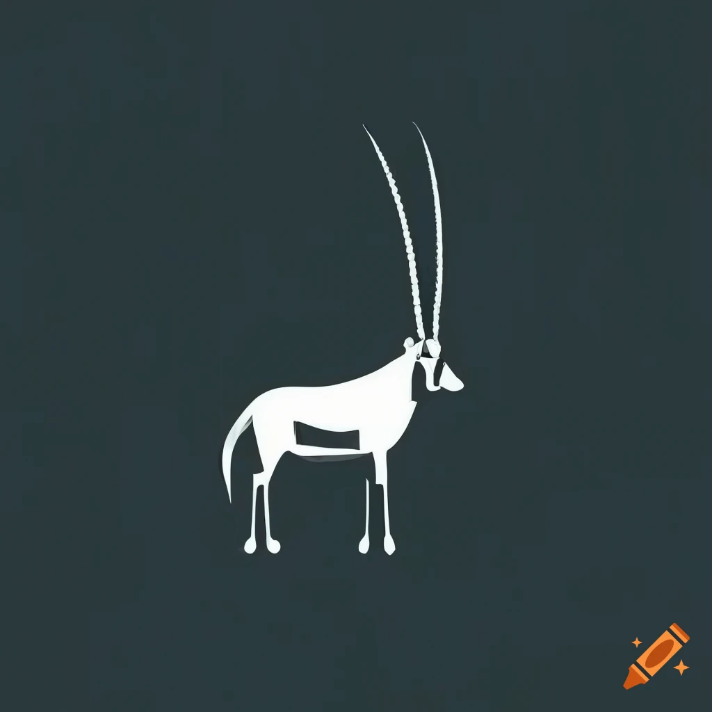 Oryx standing on two legs in a black and white simplistic style on Craiyon