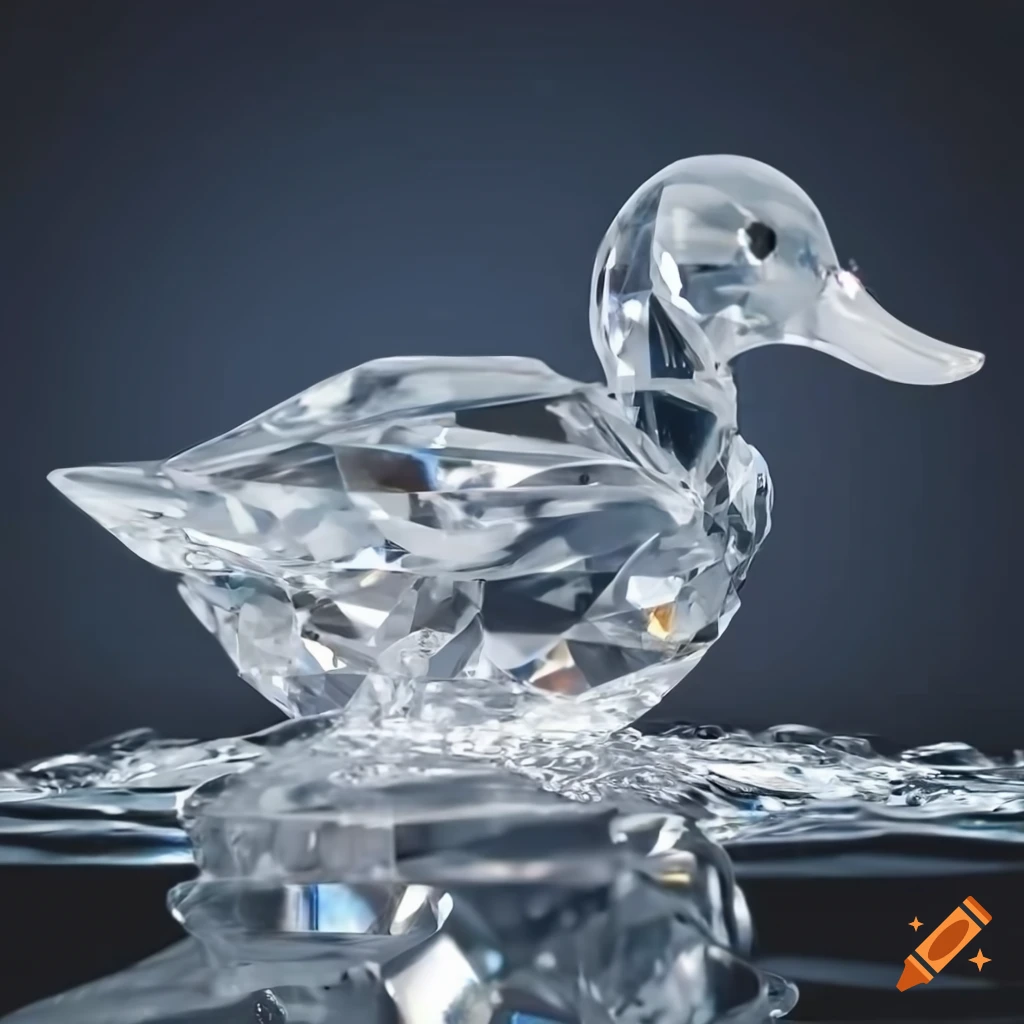Crystal diamond duck on a clear water lake on Craiyon