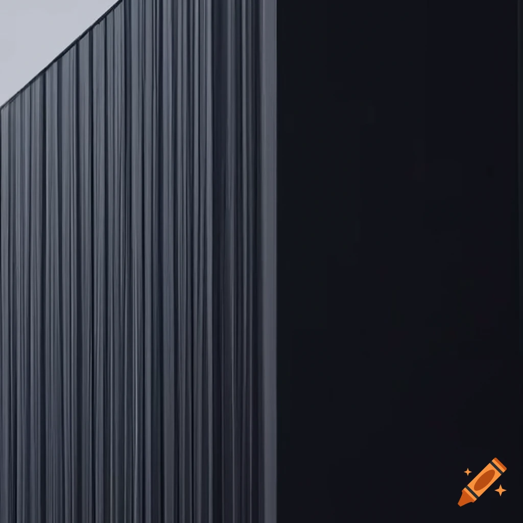 Black triangular metallic building without windows on Craiyon