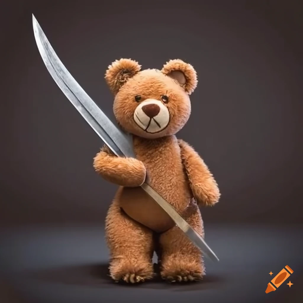 Teddy bear holding a sword on Craiyon