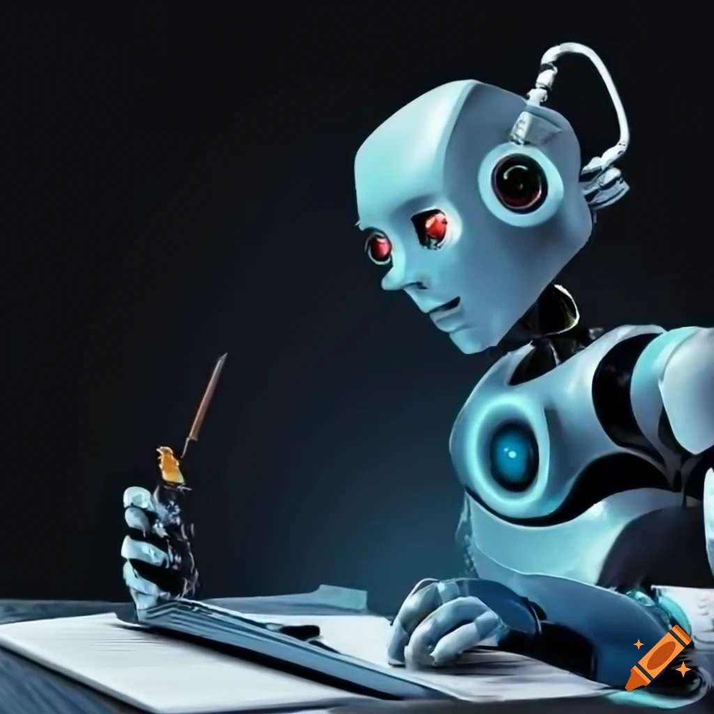 Robot doing homework on Craiyon
