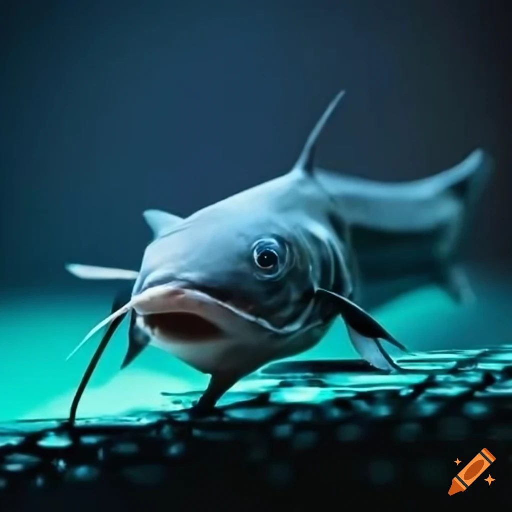 Catfish typing on a computer on Craiyon