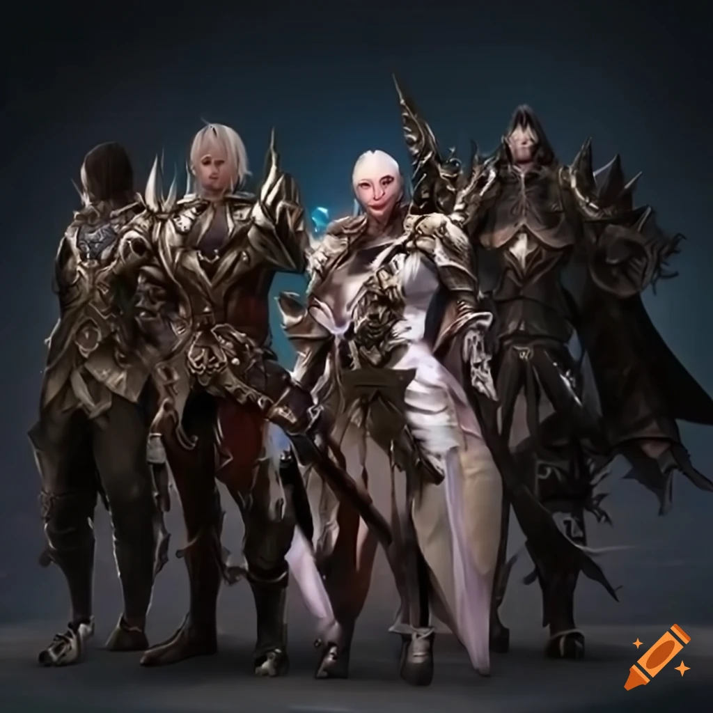 Lineage 2 group photo on Craiyon