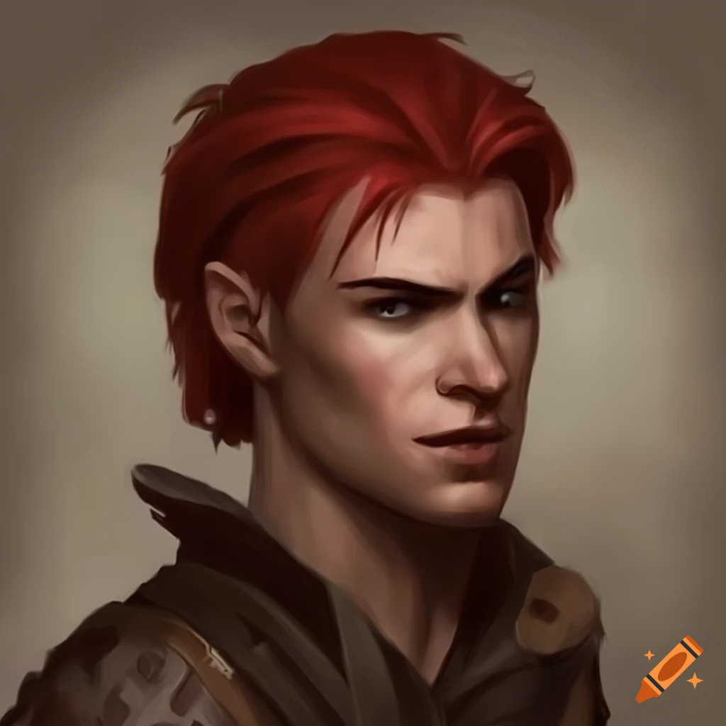 Red-haired male rogue character from Dungeons & Dragons with dark short ...