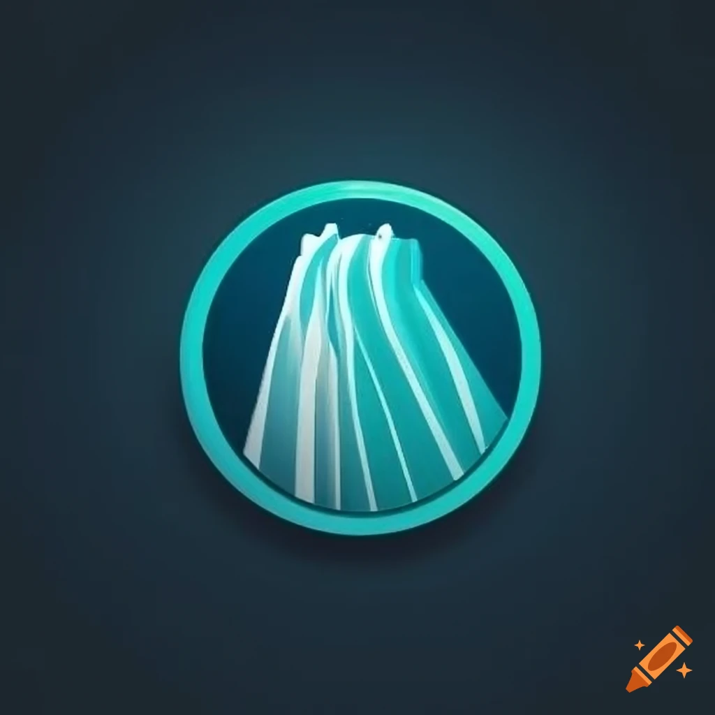 Flat monocolor logo of waterfall coin on Craiyon