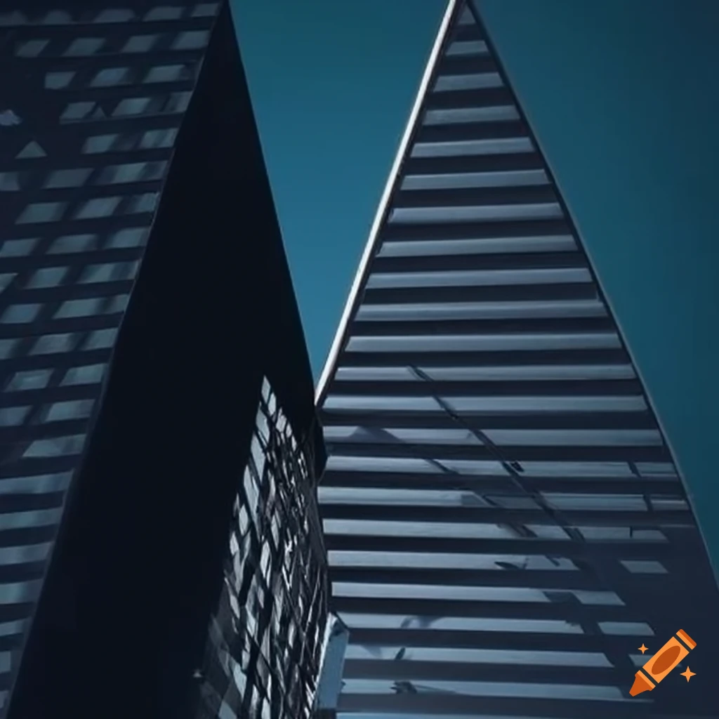 Modern black metallic triangular building without windows on Craiyon