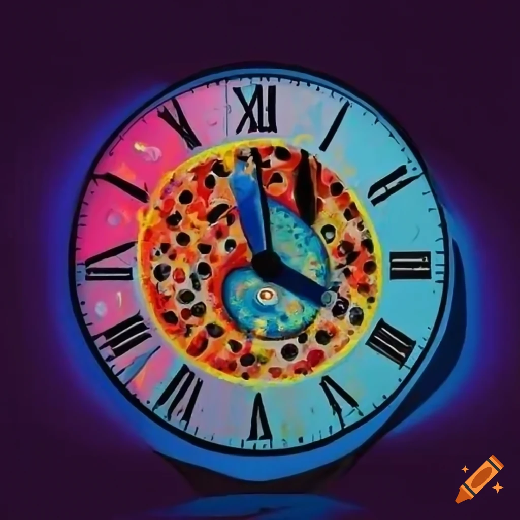 Clock melting in the ocean revealing vibrant coral reefs and fish on ...