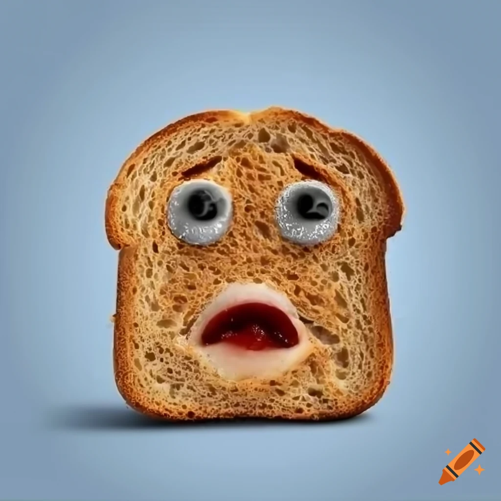 Personified toast bread slices looking exhausted and tired on Craiyon
