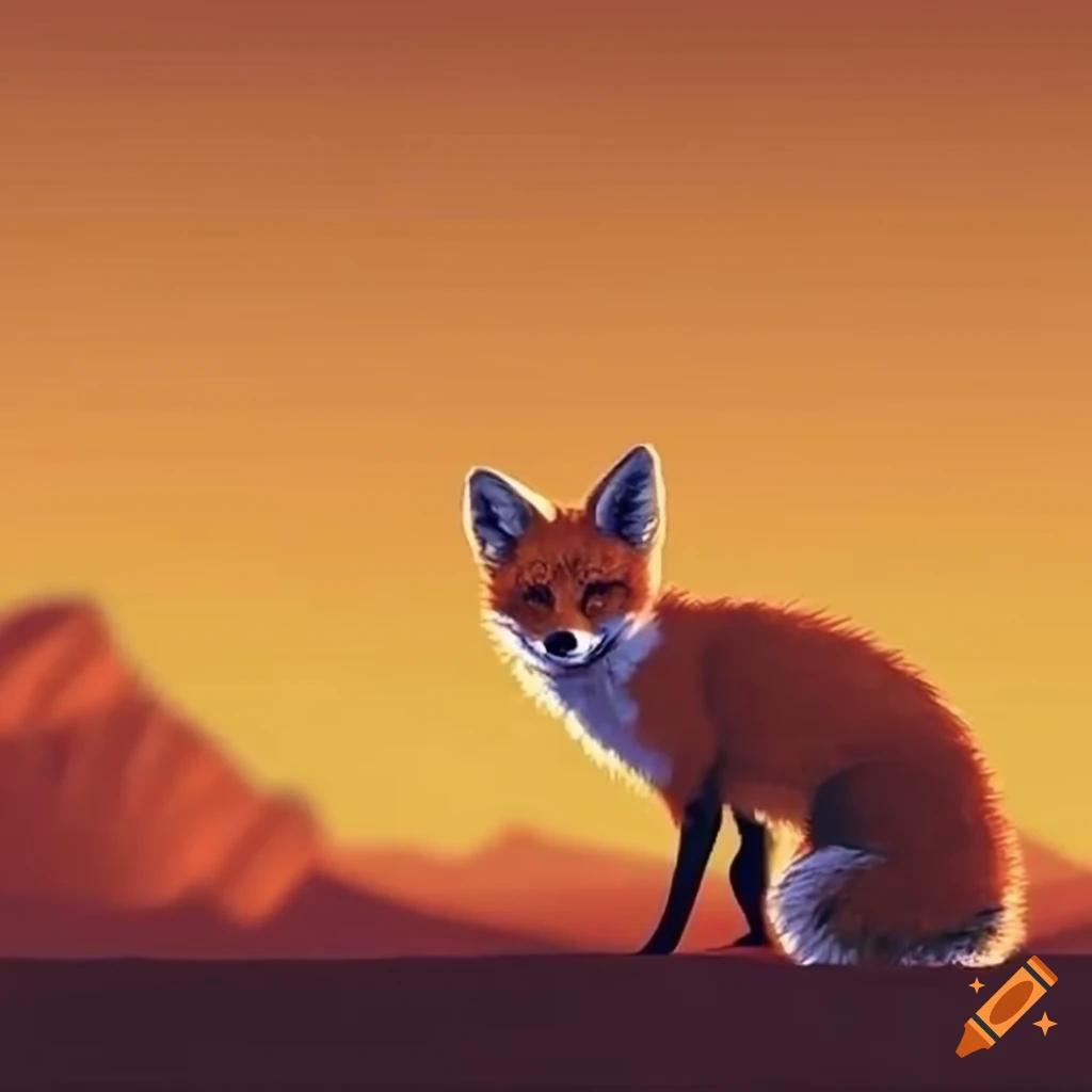 Fox in the sunset on Craiyon