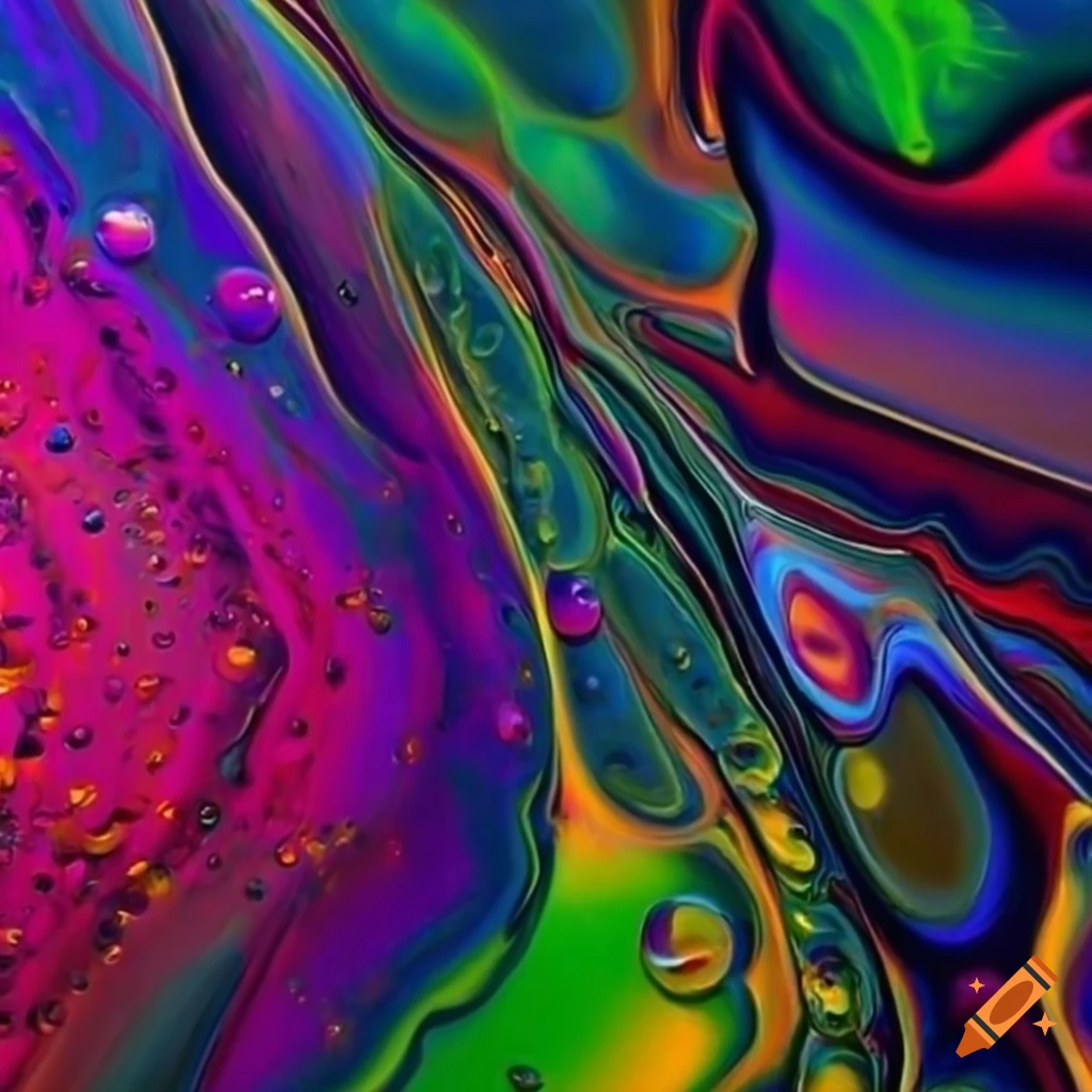 Vibrant abstract art with blending water and oil on Craiyon
