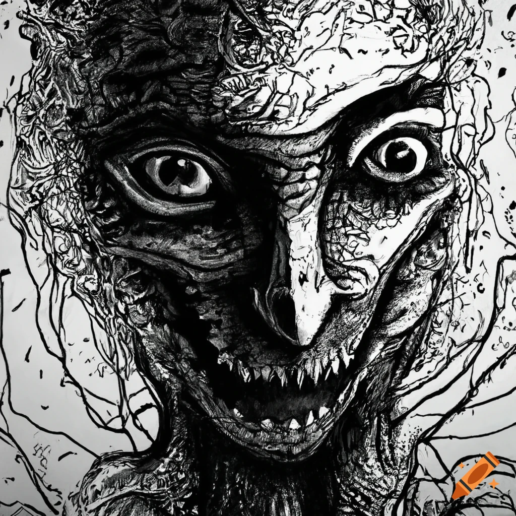 Simple monster ink drawing on Craiyon