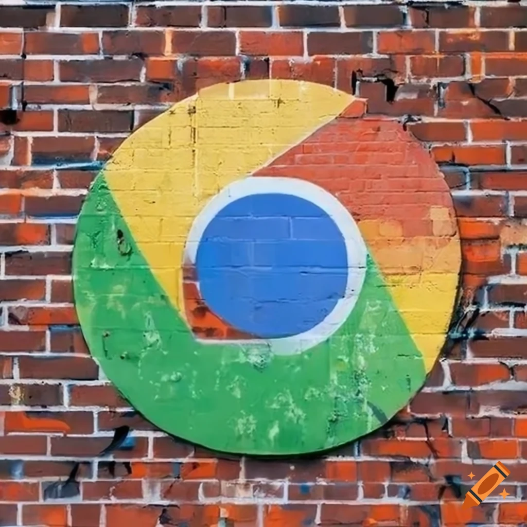 Google chrome logo urban graffiti on a brick wall on Craiyon
