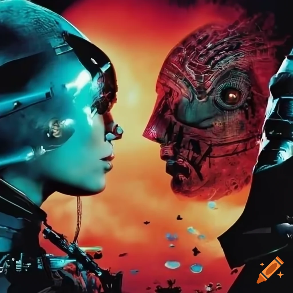 B movie sci-fi poster with headlines and graphics on Craiyon