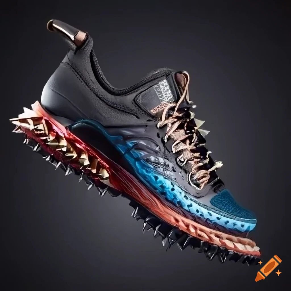 Running spiked shoe with obsidian sole on Craiyon