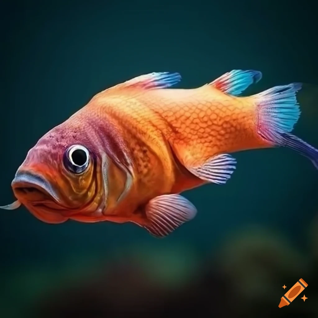 Realistic fish with unique multicolored scales on Craiyon