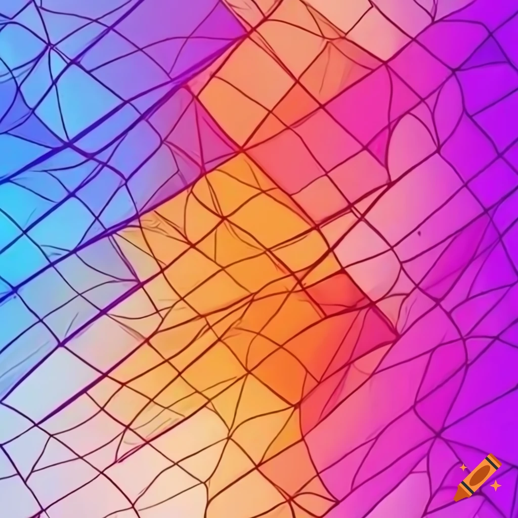 Purple, blue, orange, and white geometric design on Craiyon