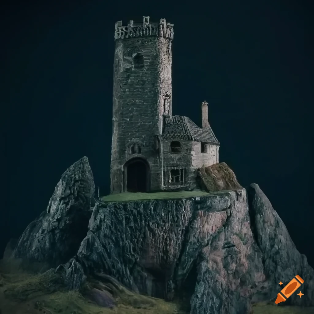 Gatehouse with flanking towers attached to a larger knight's tower ...