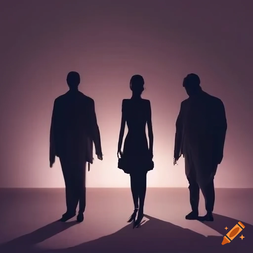 Three people in light and shadow on Craiyon