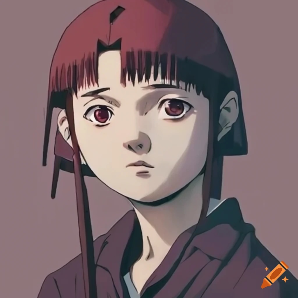 Anime character lain in a black coat on Craiyon