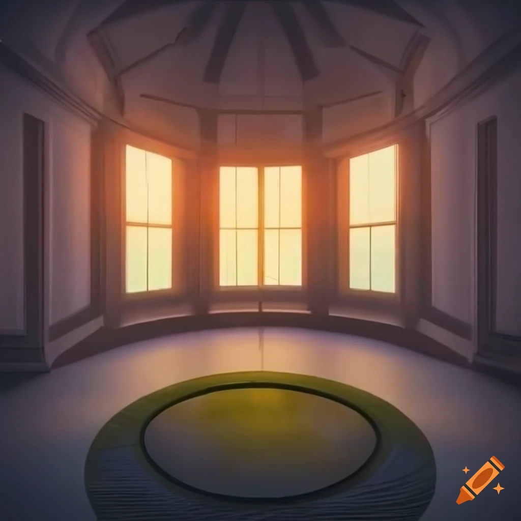 Well-lit room with big windows and object stand on Craiyon