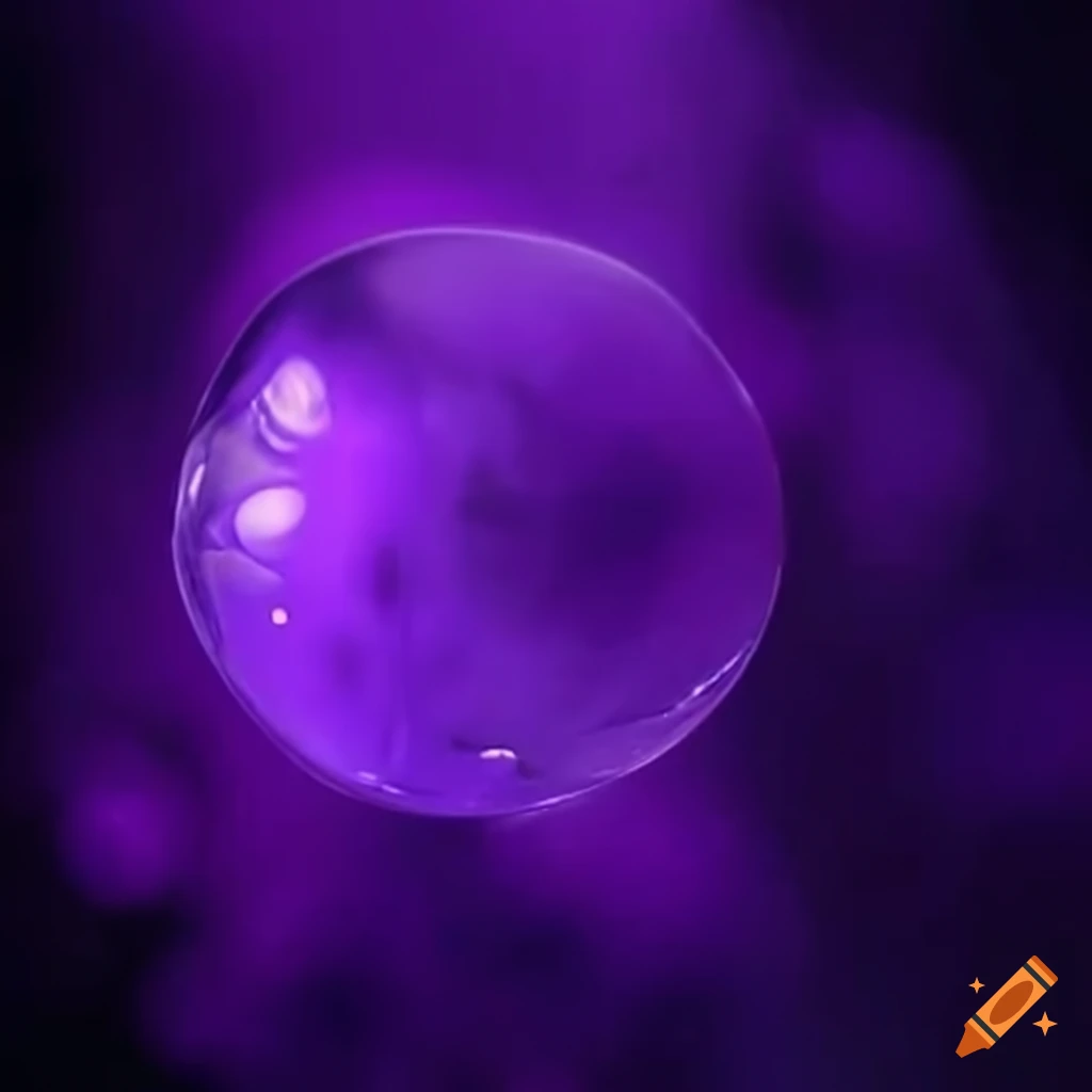 Purple liquid orbs floating in the air on Craiyon