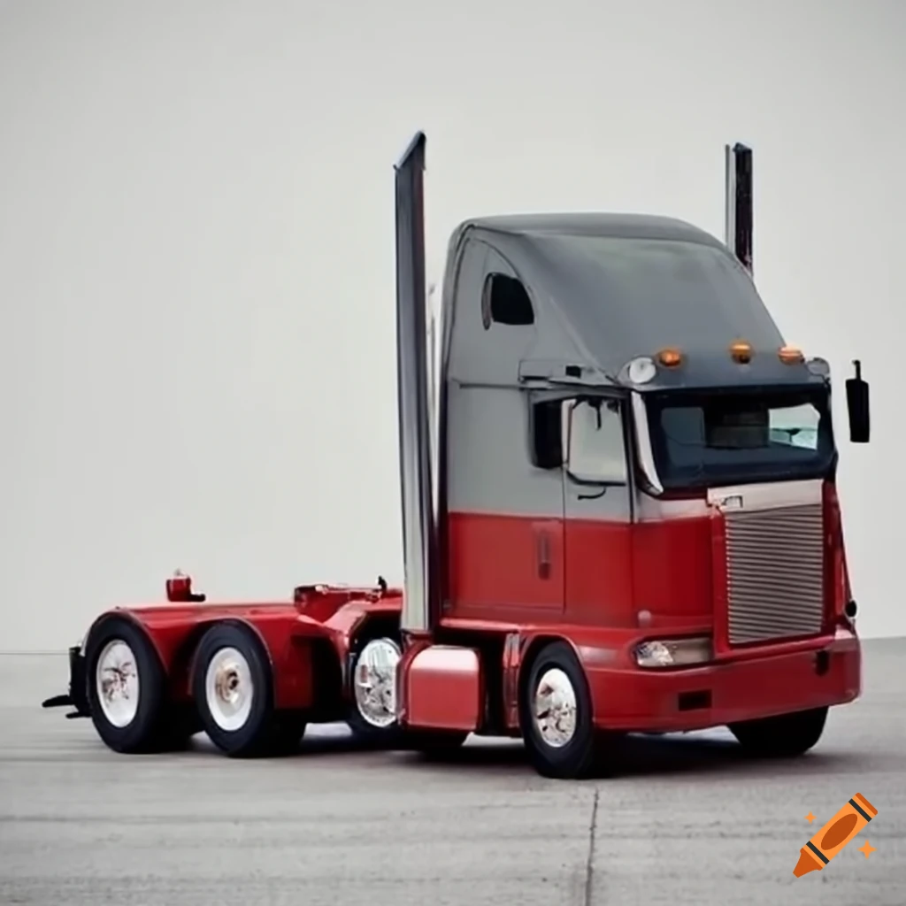 Grey semi truck with red chassis on Craiyon