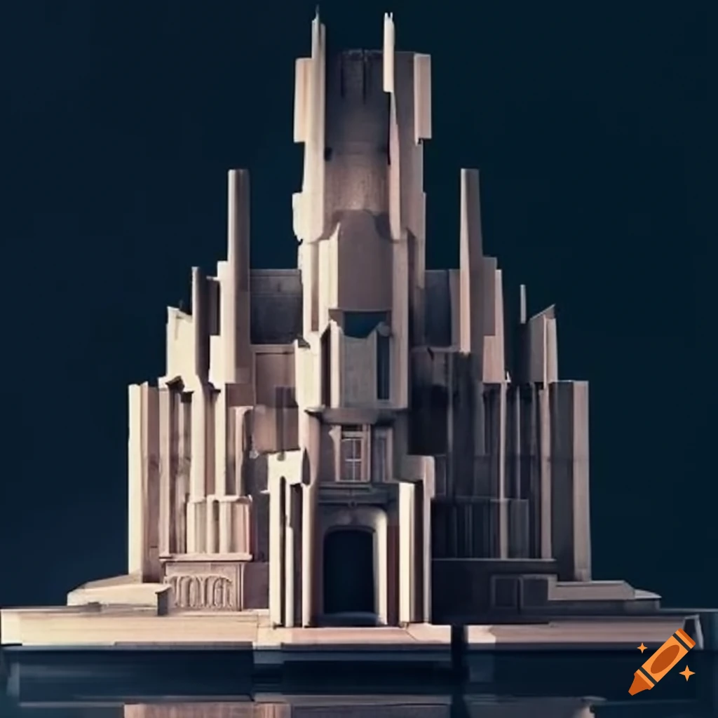 Brutalist cubic disney castle on Craiyon