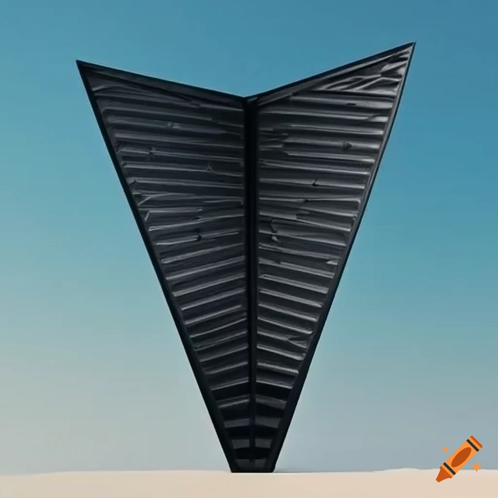 Black triangular metallic building without windows on Craiyon